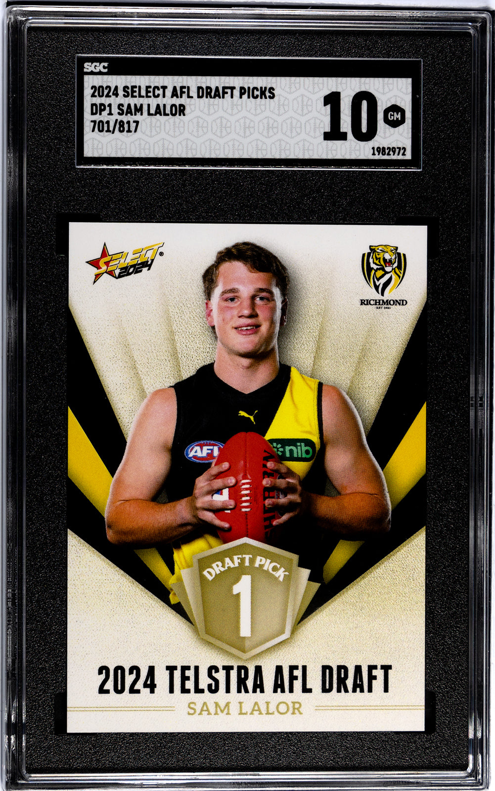 2024 Select AFL Draft Picks Sam Lalor Draft Pick Rookie Graded SGC 10 ...