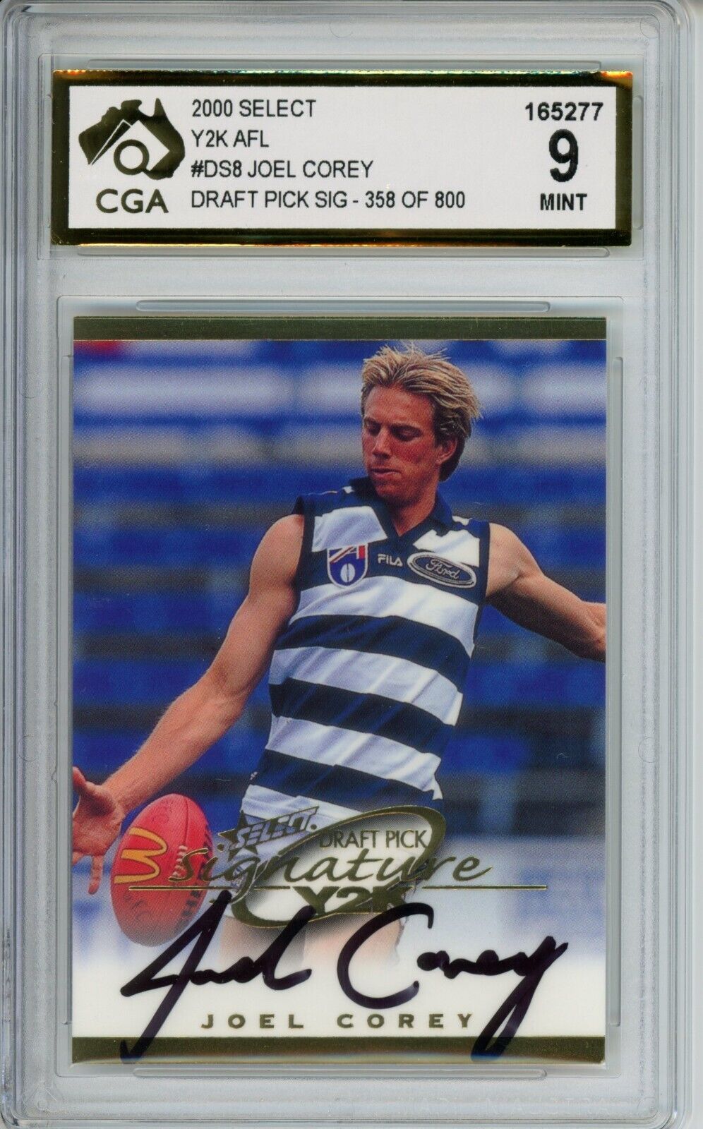 2000 Select AFL Draft Pick Signature ROOKIE CARD Joel Corey Graded CGA ...
